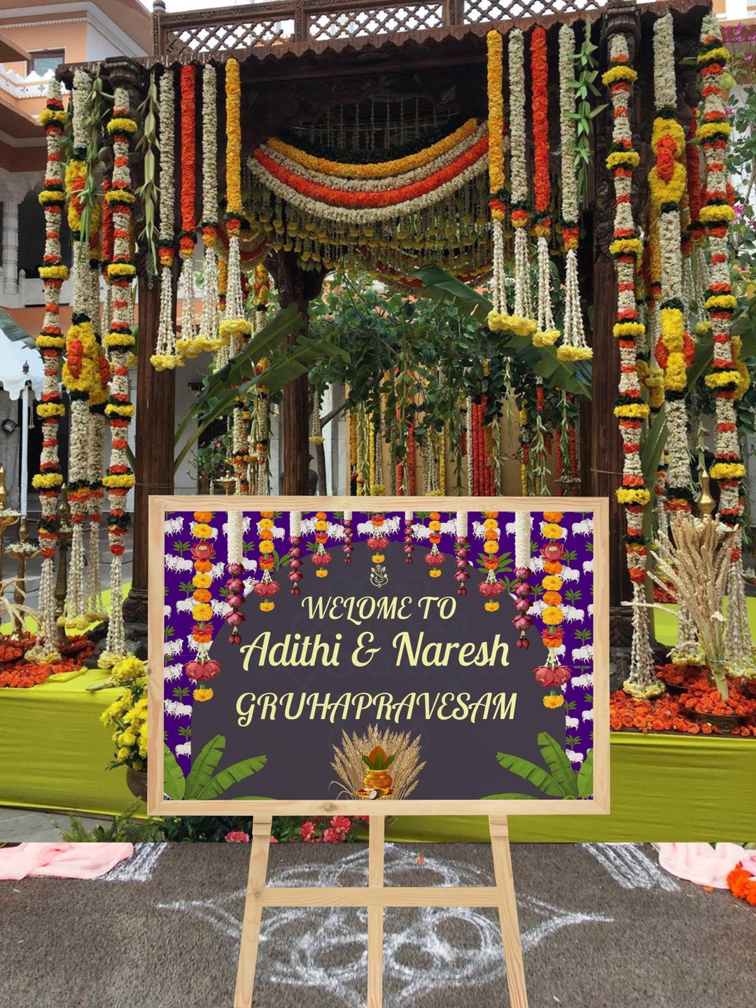 Pichwai Grihapravesham Housewarming Sign, Grah Shanti Sign, Pichwai ...