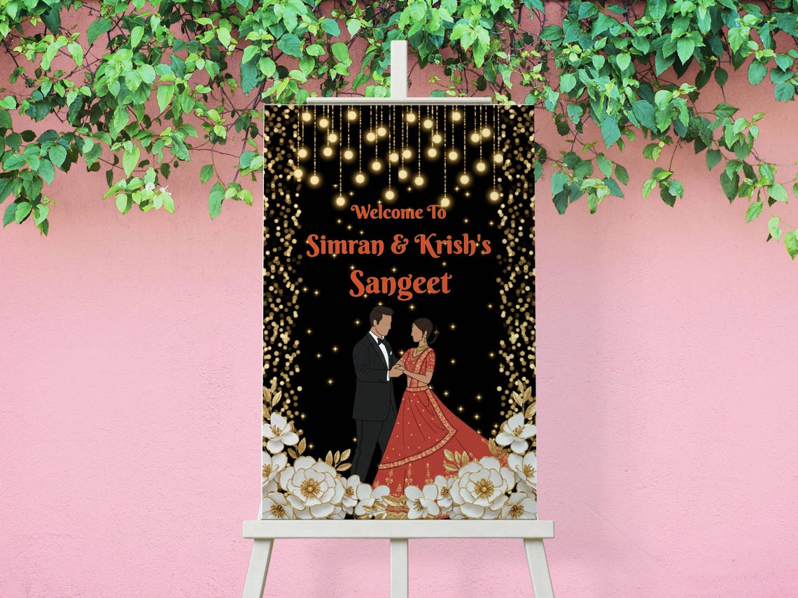 Indian Sangeet Sign & Indian Sangeet Welcome Sign, Sangeet Decor Sign ...