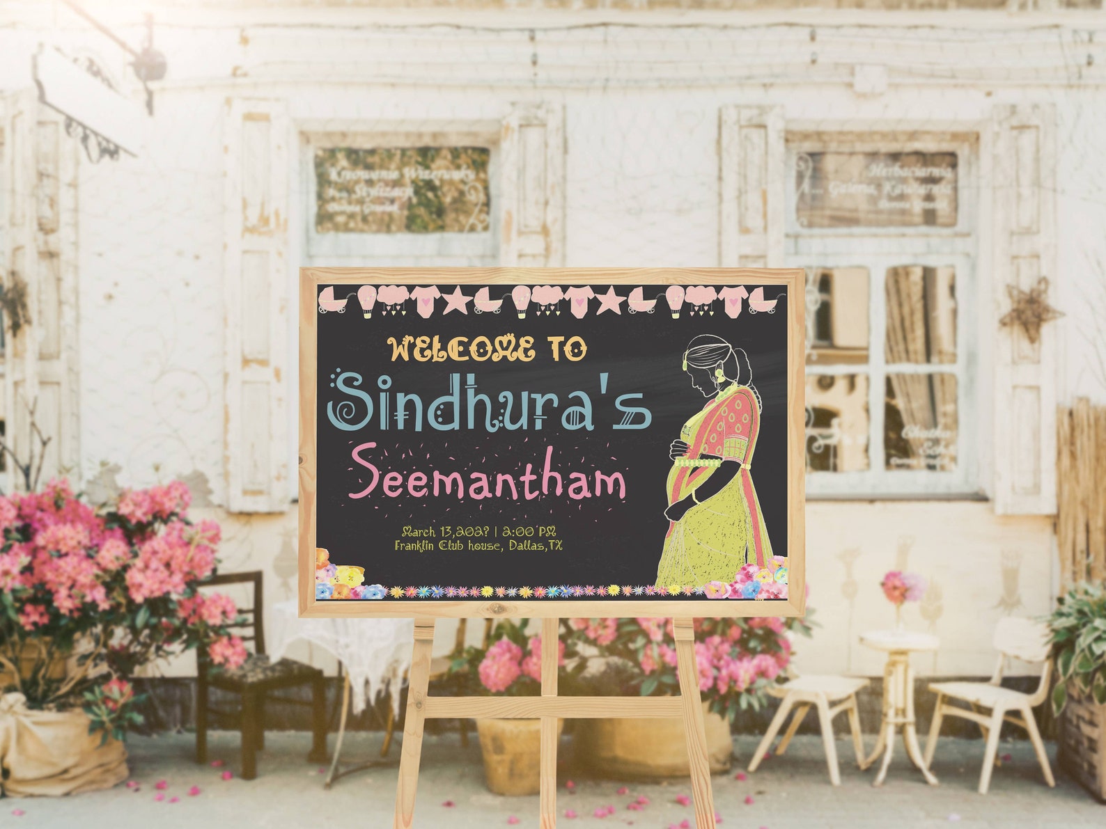 Indian Baby Shower Seemantham Welcome Sign, Seemantham Ceremony Girl ...