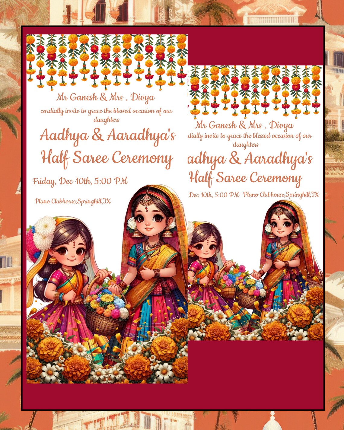 Digital Sisters Half Saree Invites & Langa Voni Invitations,electronic ...