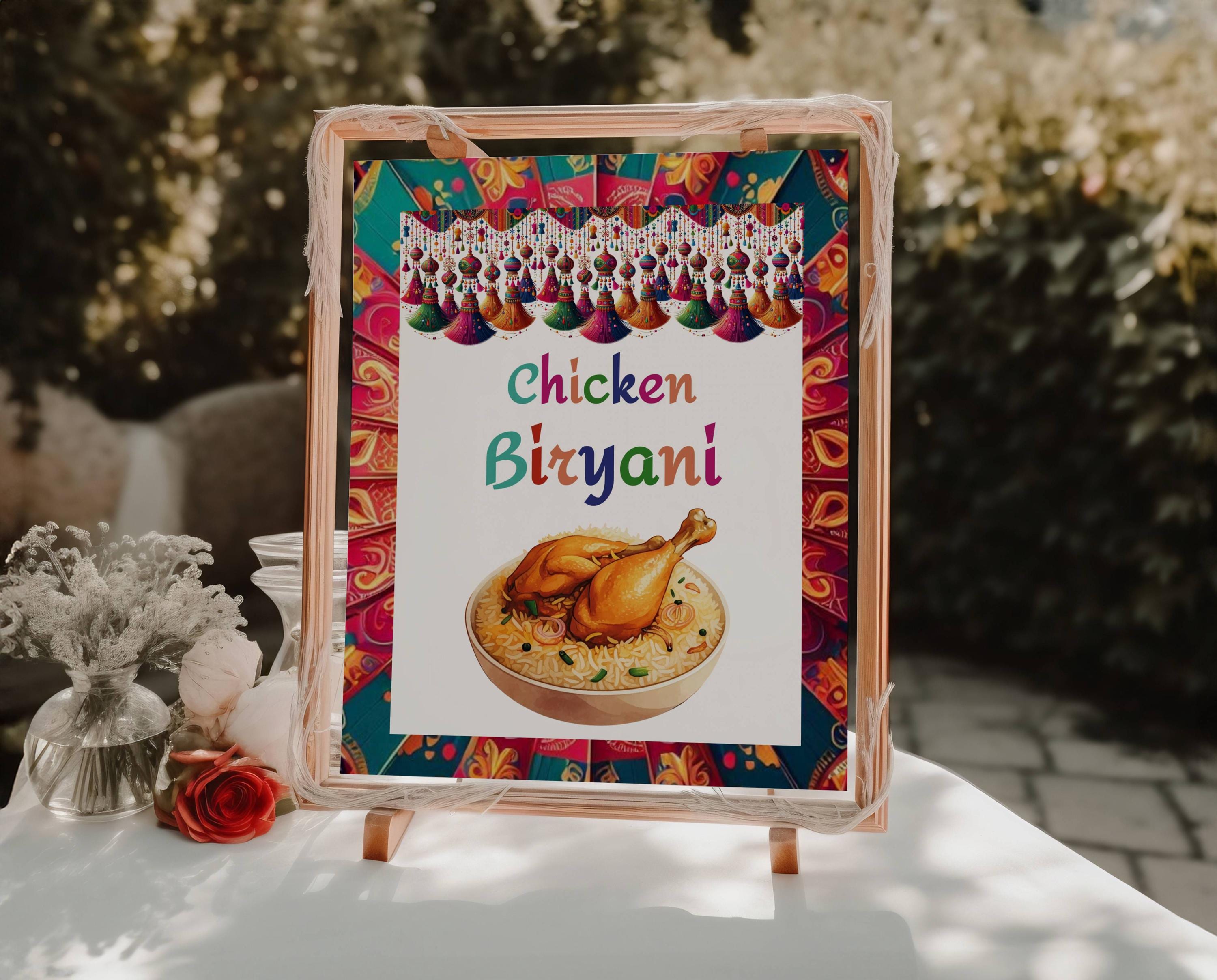 Chicken Biryani Table Sign: Indian Wedding Food Station (instant ...