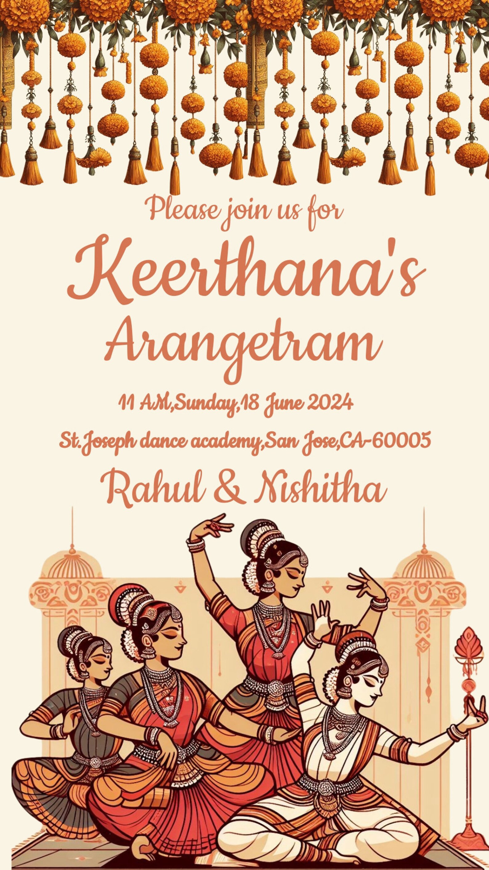 Arangetram Mobile Invitation for Indian Dancer,rangapravesha Invite ...