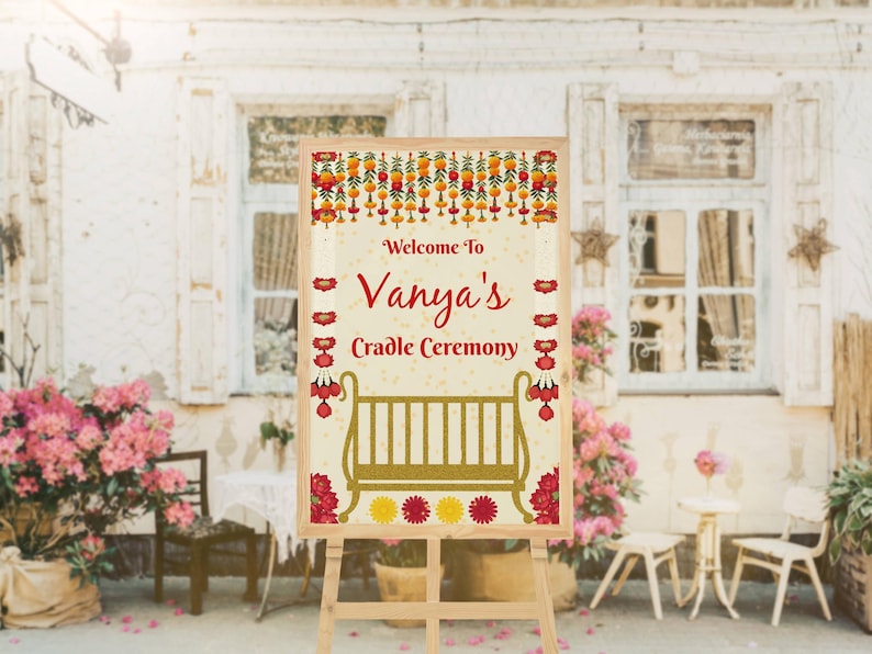 Baby Cradle Ceremony Welcome Sign, Naming Ceremony for Indian Baby ...