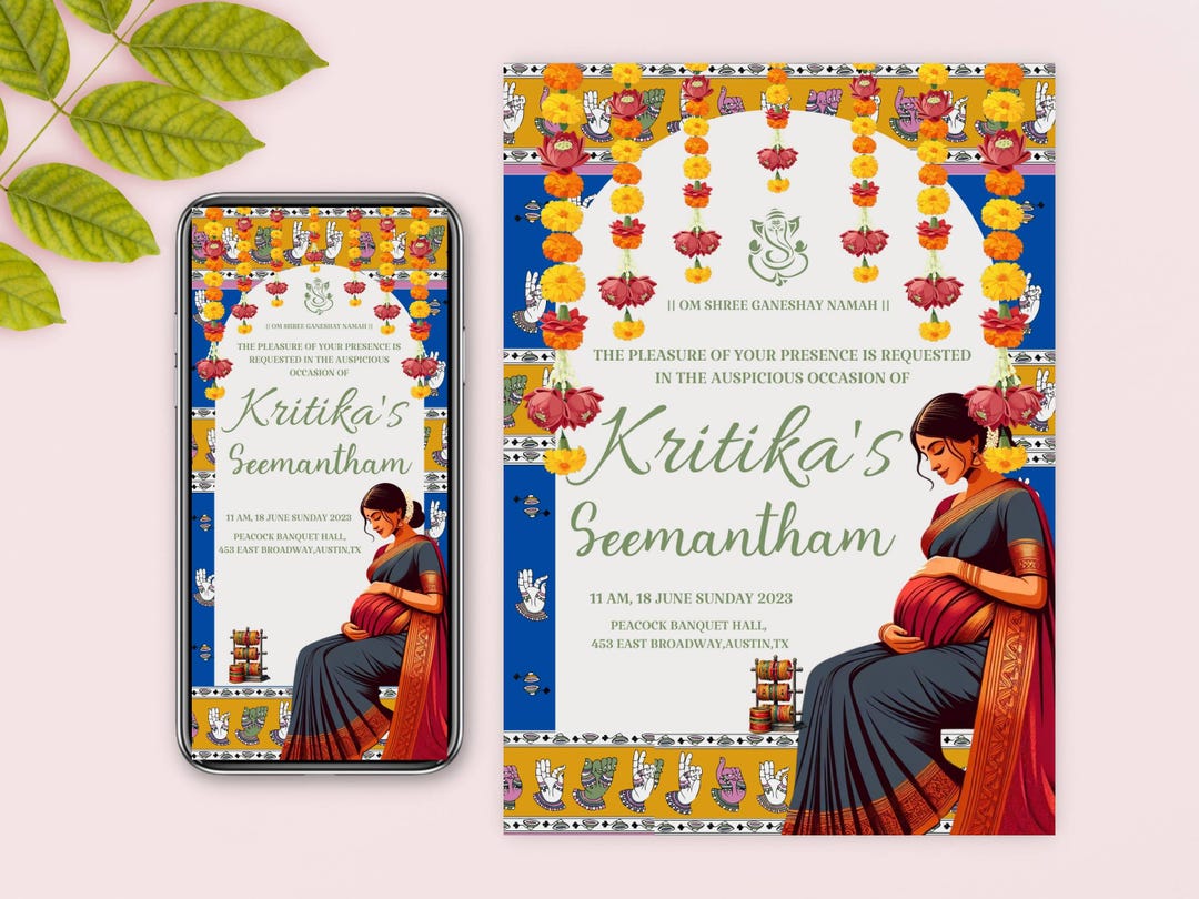 Mobile Seemantham Girl Baby Shower,godh Bharai Ceremony Mobile Invite ...