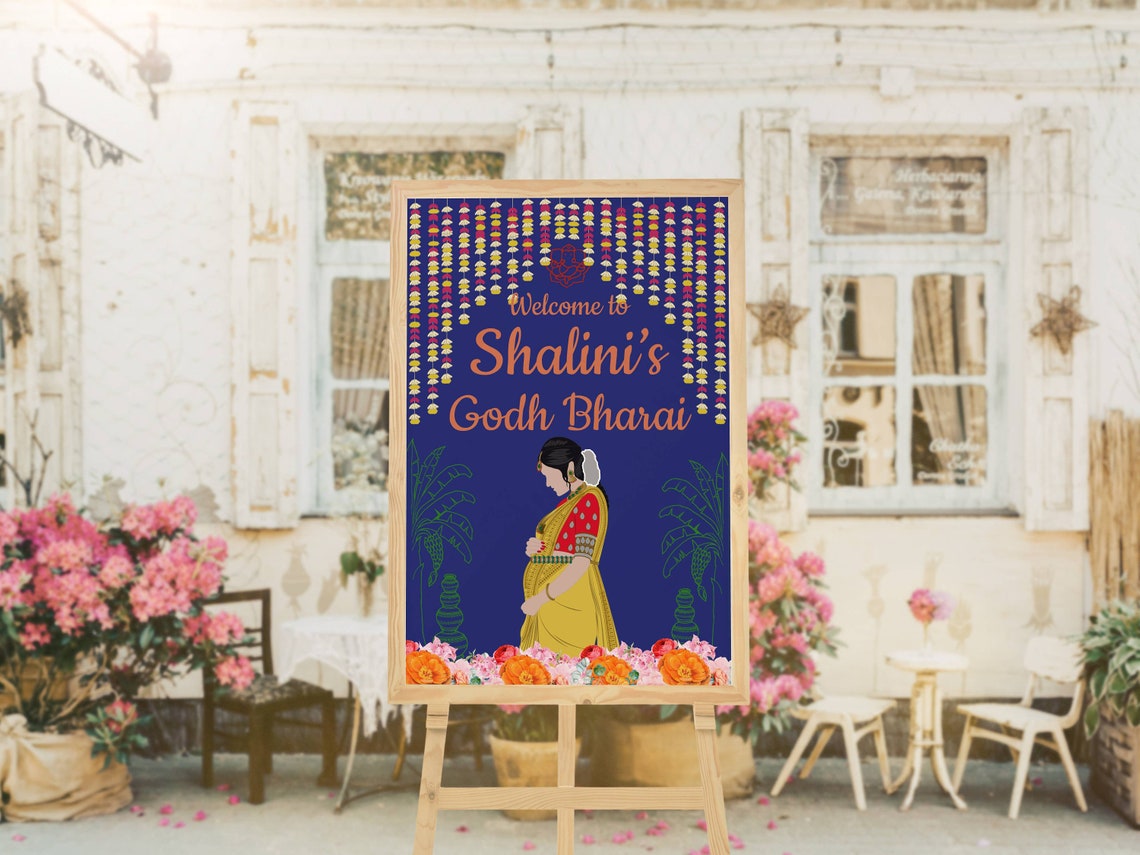 Seemantham Baby Shower Poster, Indian Baby Shower Welcome Sign for ...