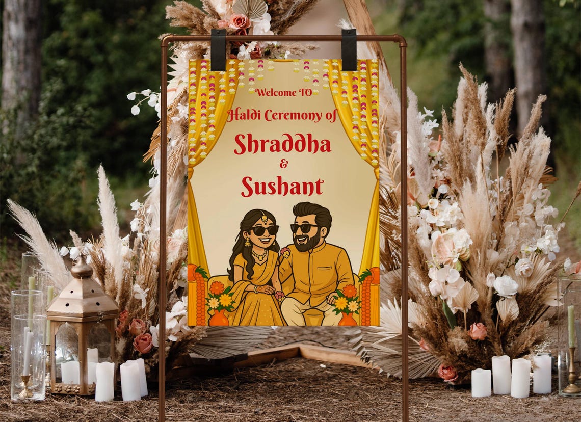 Haldi Ceremony Welcome Sign: Indian Wedding Decor (digital Download) - Etsy