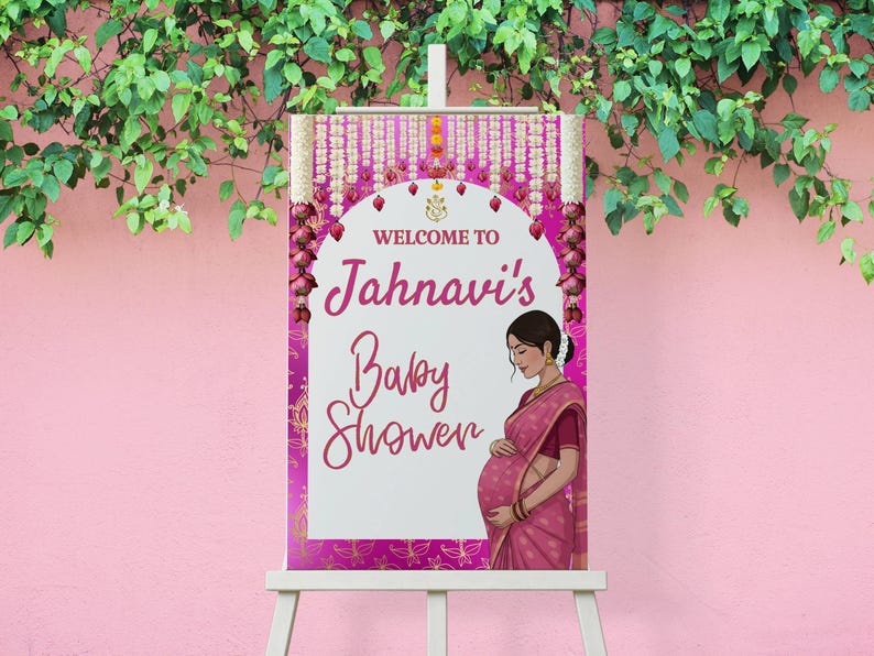 Indian Baby Shower Welcome Sign: Seemantham, Valaikappu (digital ...