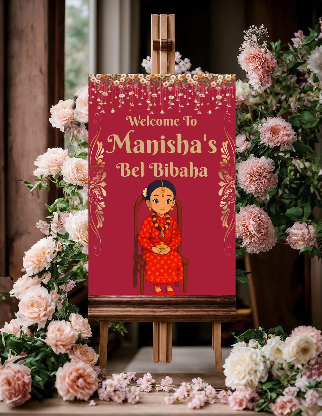 Bel Bibaha Invite,bel Bibaha as Sign Board, Nepali Half Saree Function ...