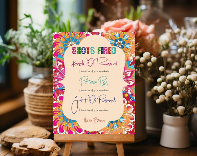 Indian Wedding Menu, Punjabi Bar Menu, Desi Digital Drink List, Viah ...