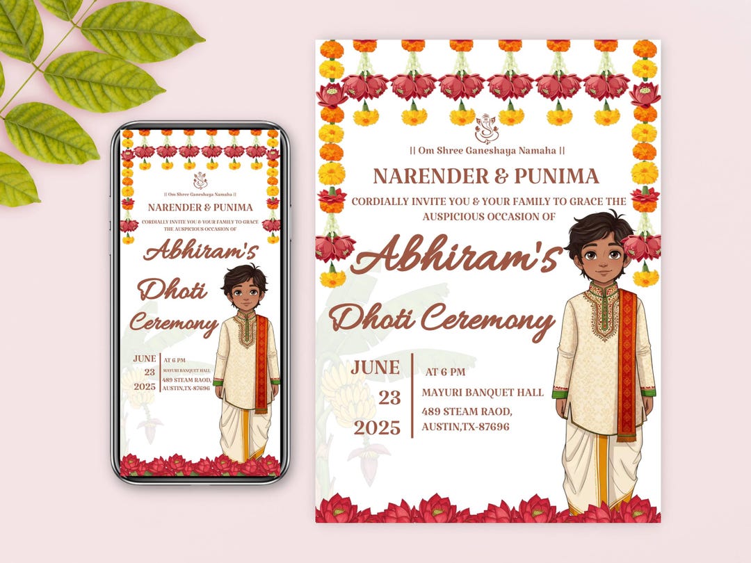 Dhoti Ceremony Invitation for Dhothi Function Invitation,panchalu ...