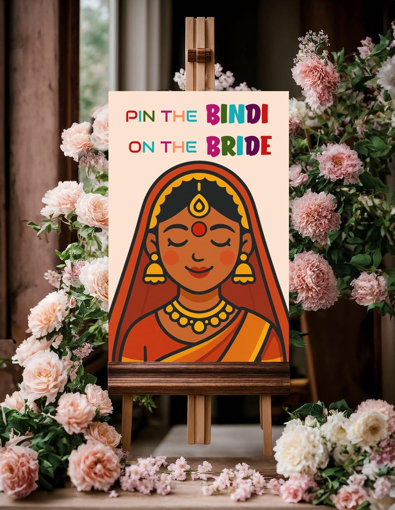 Pin the Bindi Bridal Shower Game: Indian Wedding, Desi Party (digital ...