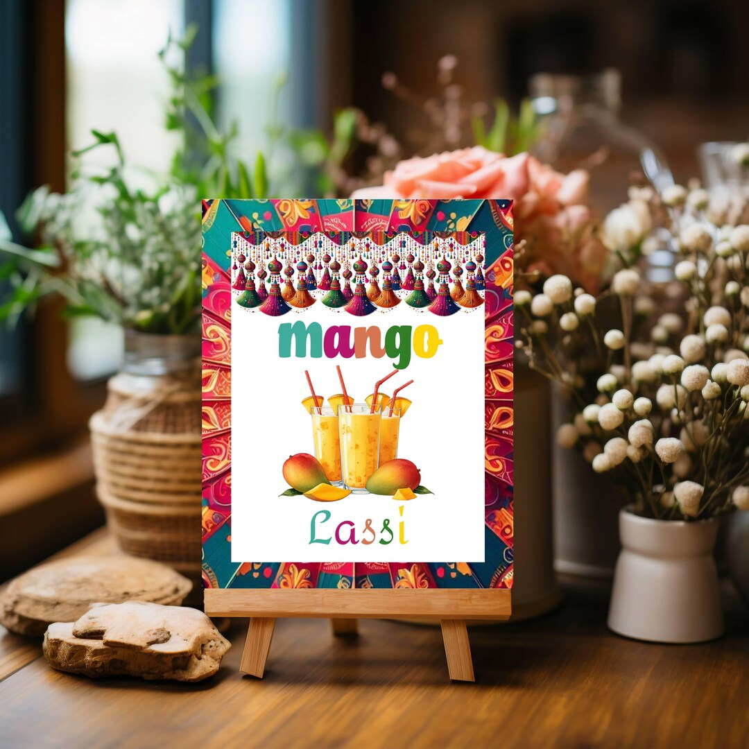 Mango Lassi Table Sign| Indian Wedding Food Beverage Sign||instant ...