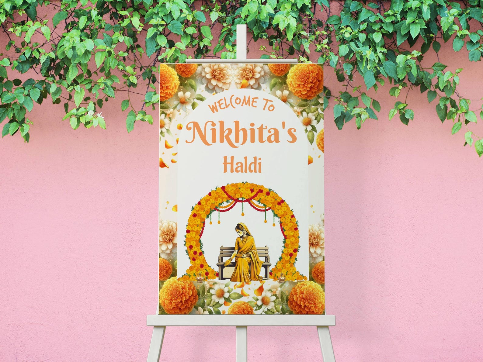 Haldi Ceremony Wedding Welcome Sign, Indian Wedding Printable Sign for ...