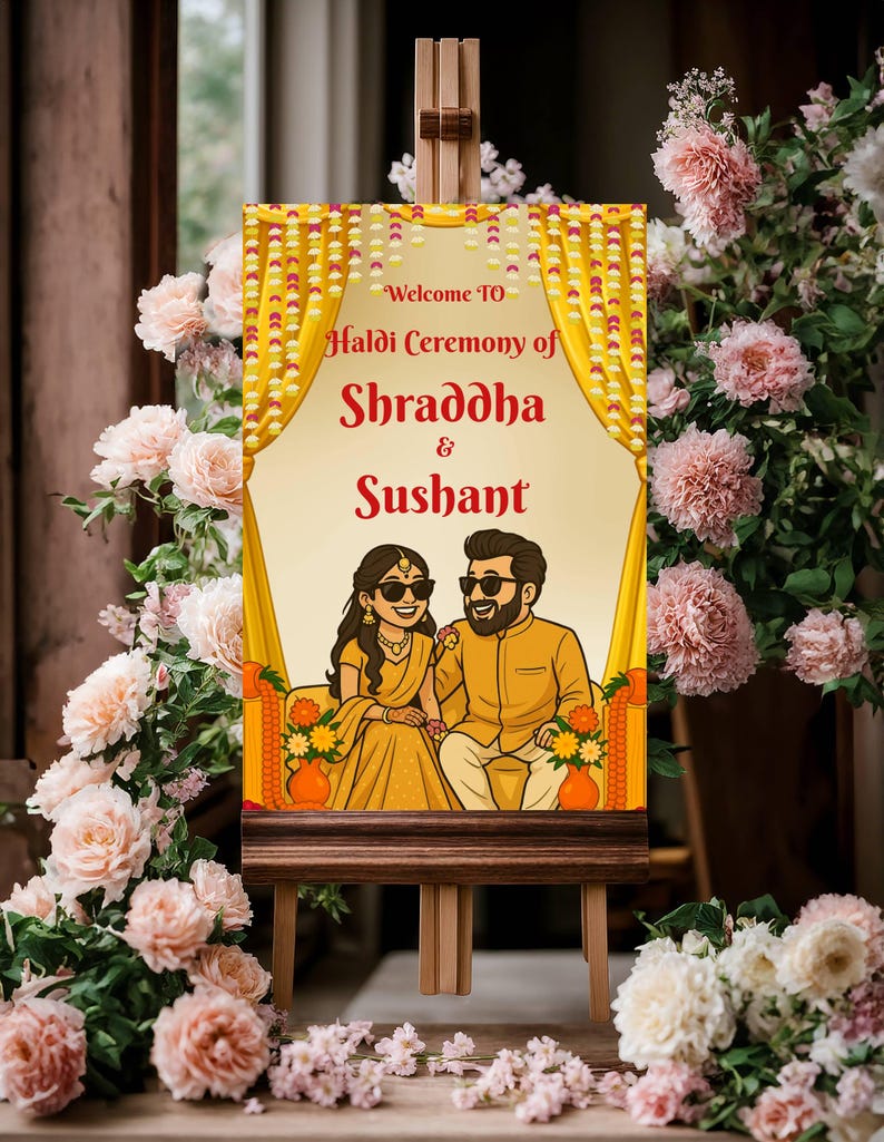 Haldi Ceremony Welcome Sign: Indian Wedding Decor (digital Download) - Etsy