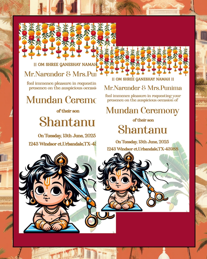Mundan Ceremony Invitation Chudakarana, Baby Boy Choulam, Mundanam ...