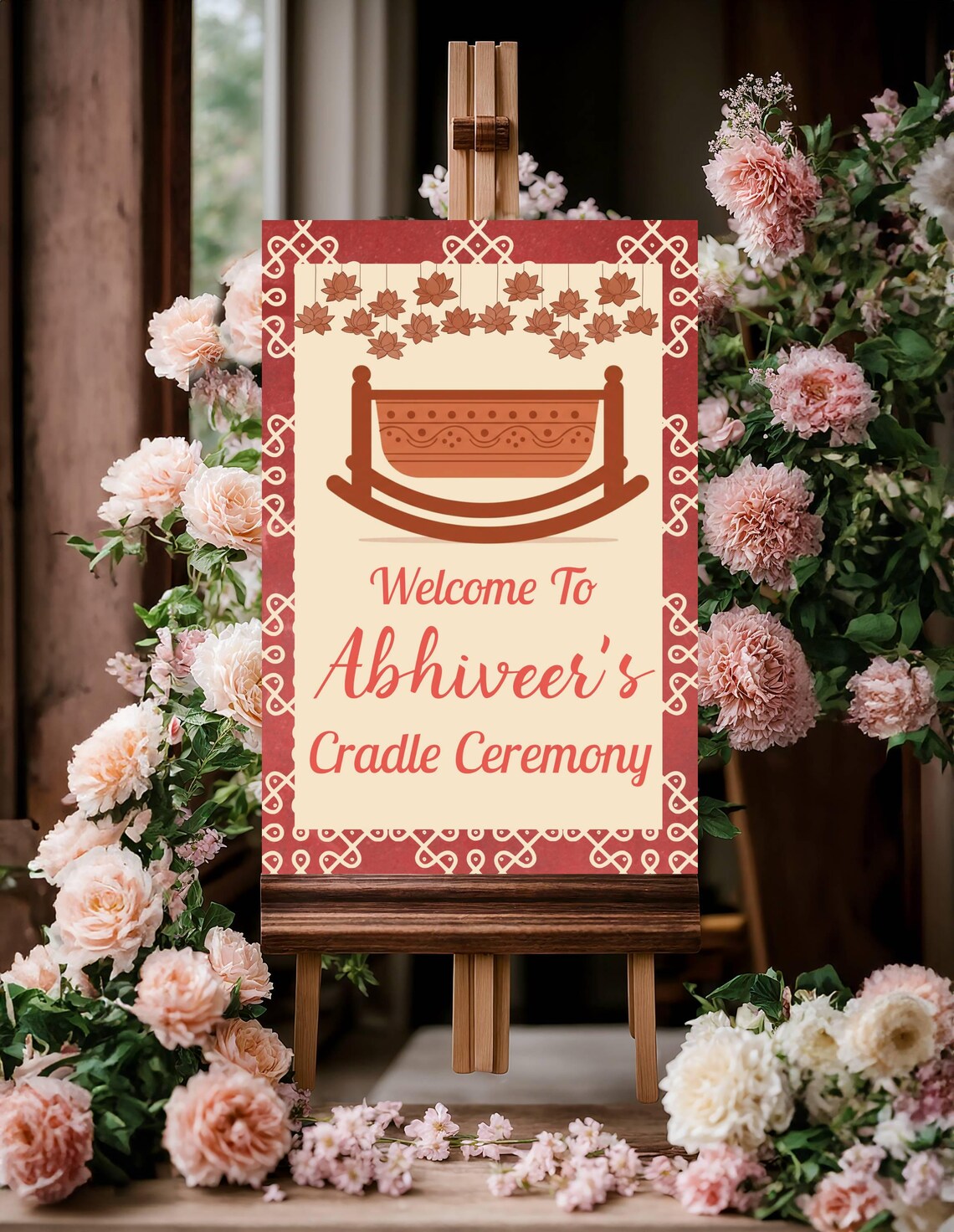 Kolam Cradle Ceremony Welcome Sign: Indian Baby Naming (digital ...
