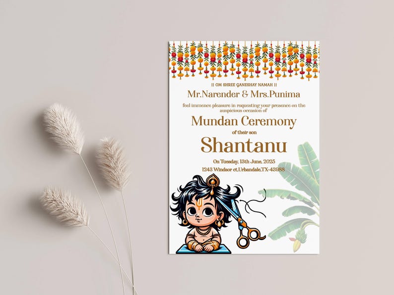 Mundan Ceremony Invitation Chudakarana, Baby Boy Choulam, Mundanam ...