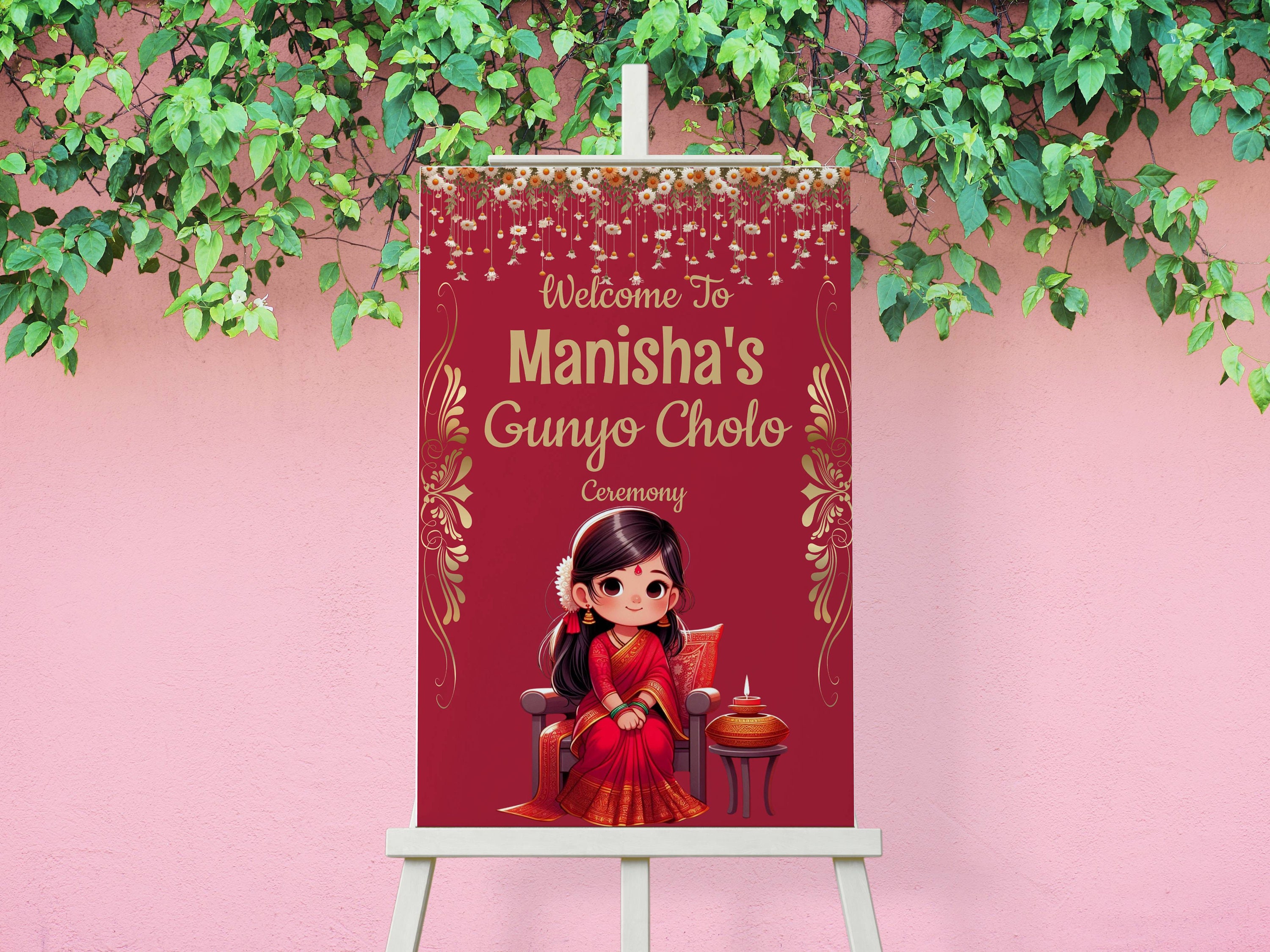 Gunyo Cholo Invite,gunyo Choli as Sign Board, Nepali Half Saree ...