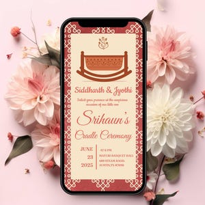Baby Cradle Ceremony Mobile Invitation, Naming Ceremony for Indian Baby ...