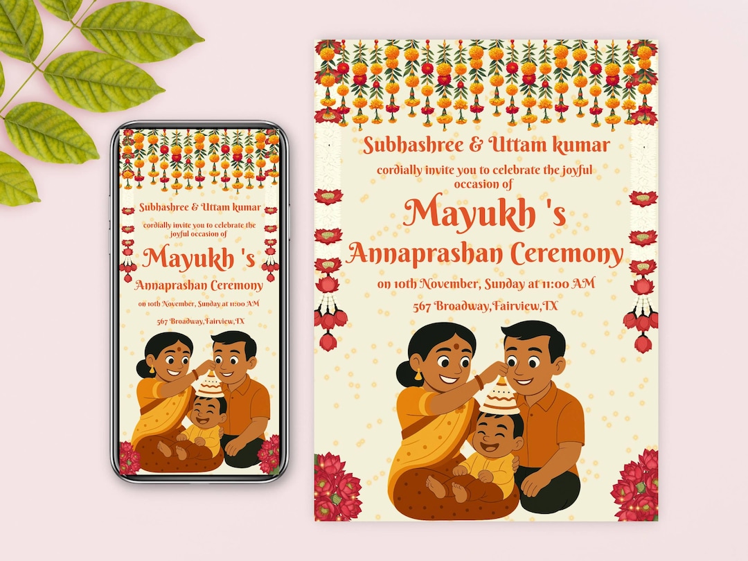 Bengali Annaprashan Invitation: Rice Feeding Ceremony, Pasni Card ...