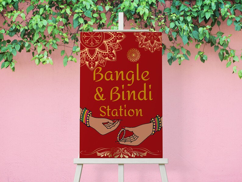 Bindi and Bangle Wedding Welcome Sign, Bangle Ceremony Indian Wedding ...