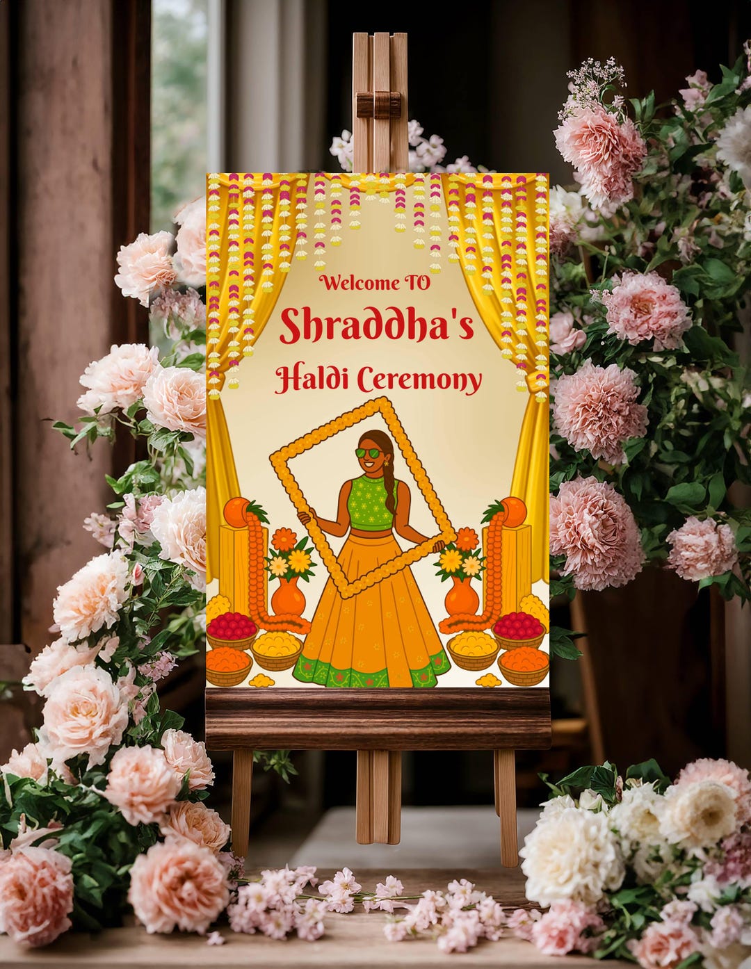 Haldi Ceremony Welcome Sign: Indian Wedding Decor (digital Download ...