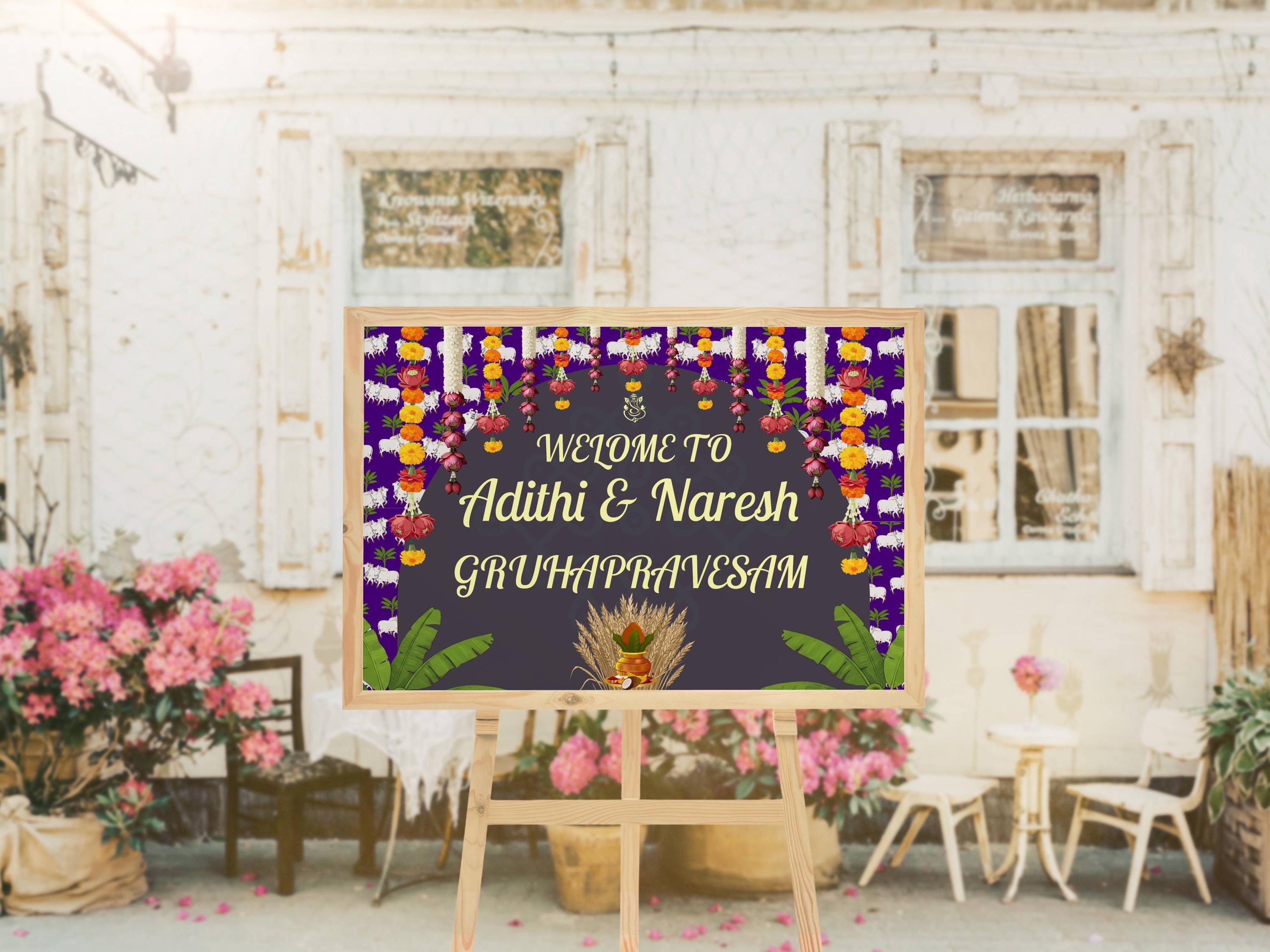 Pichwai Grihapravesham Housewarming Sign, Grah Shanti Sign, Pichwai ...