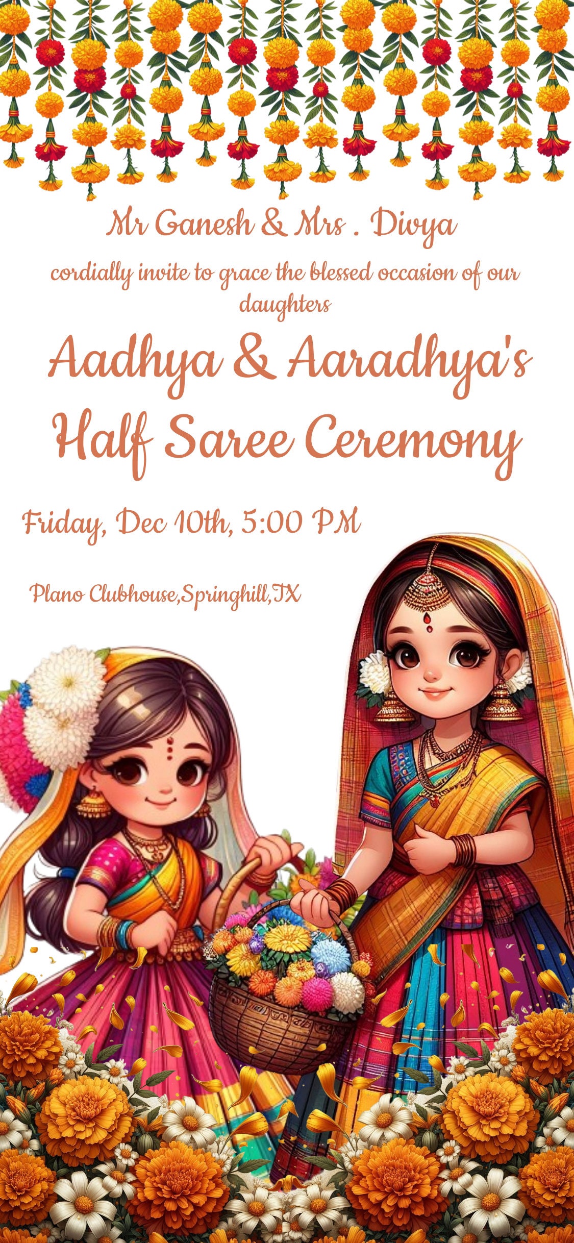 Digital Sisters Half Saree Invites & Langa Voni Invitations,electronic ...