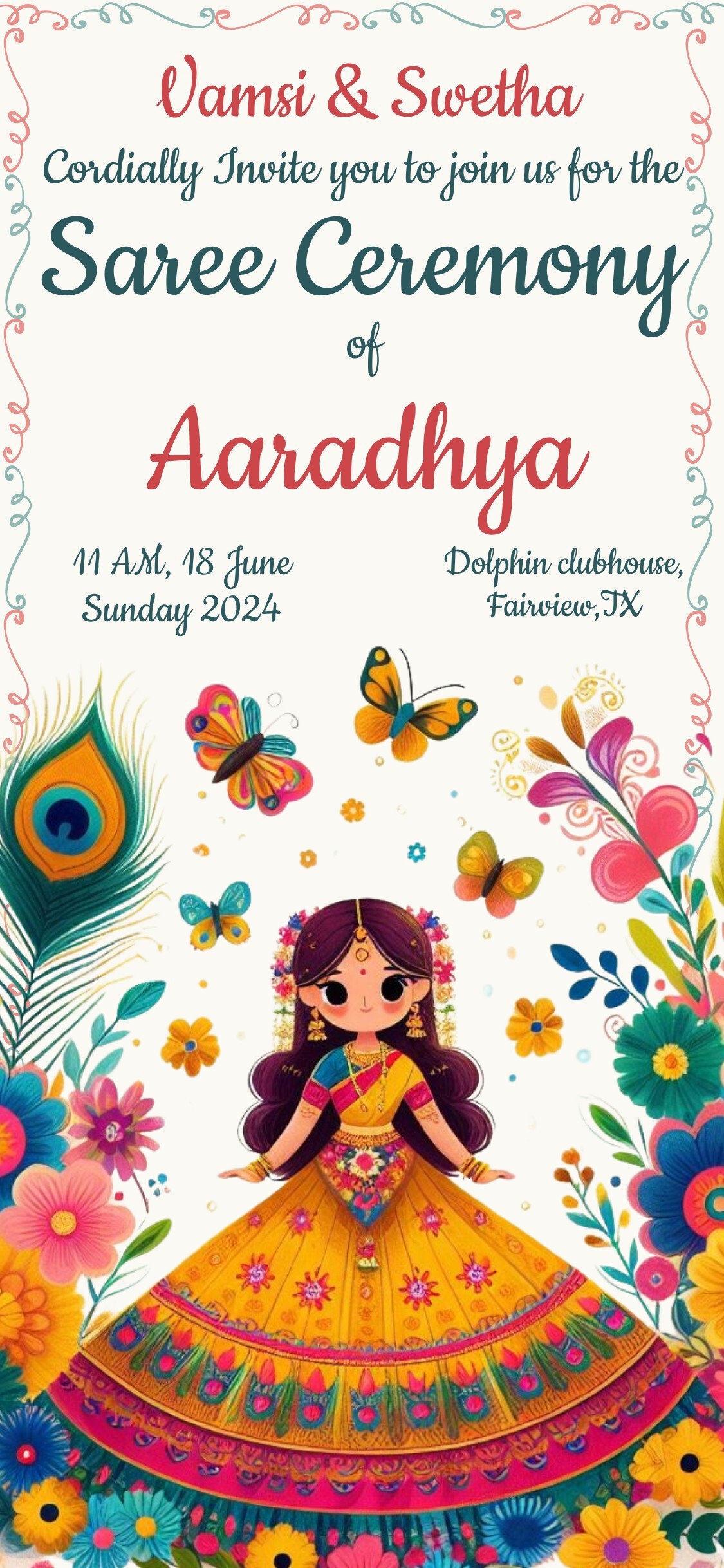 Pattu Pavadai Ceremony Mobile Invite,voni Function as Watsapp,half ...