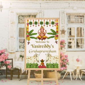 Indian Housewarming Welcome Sign, Griha Pravesh Sign as Indian Puja ...