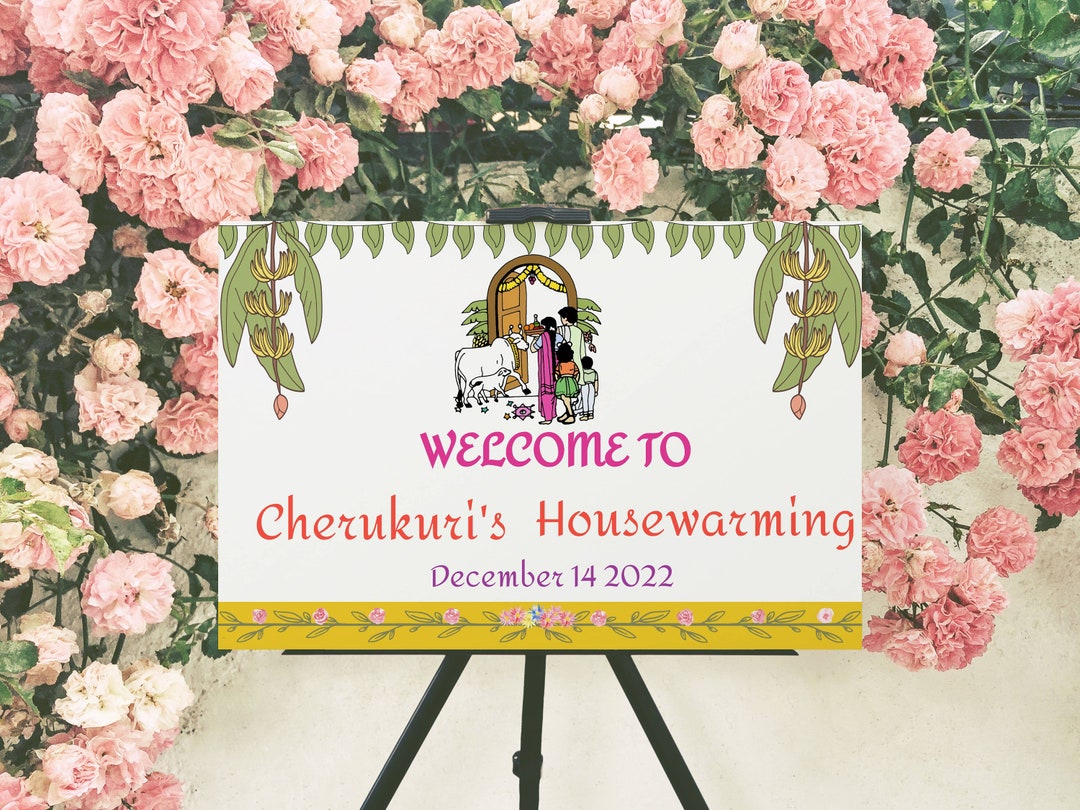 Gruhapravesam Invite,south Indian Housewarming Welcome Sign,house ...