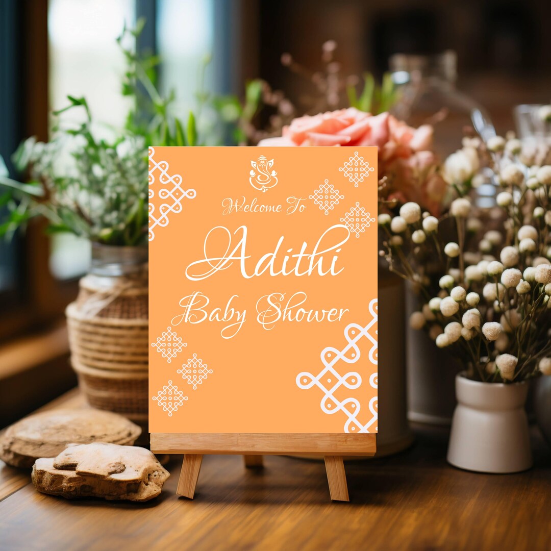 Seemantham Welcome Sign: Indian Baby Shower Decor (digital Download) - Etsy