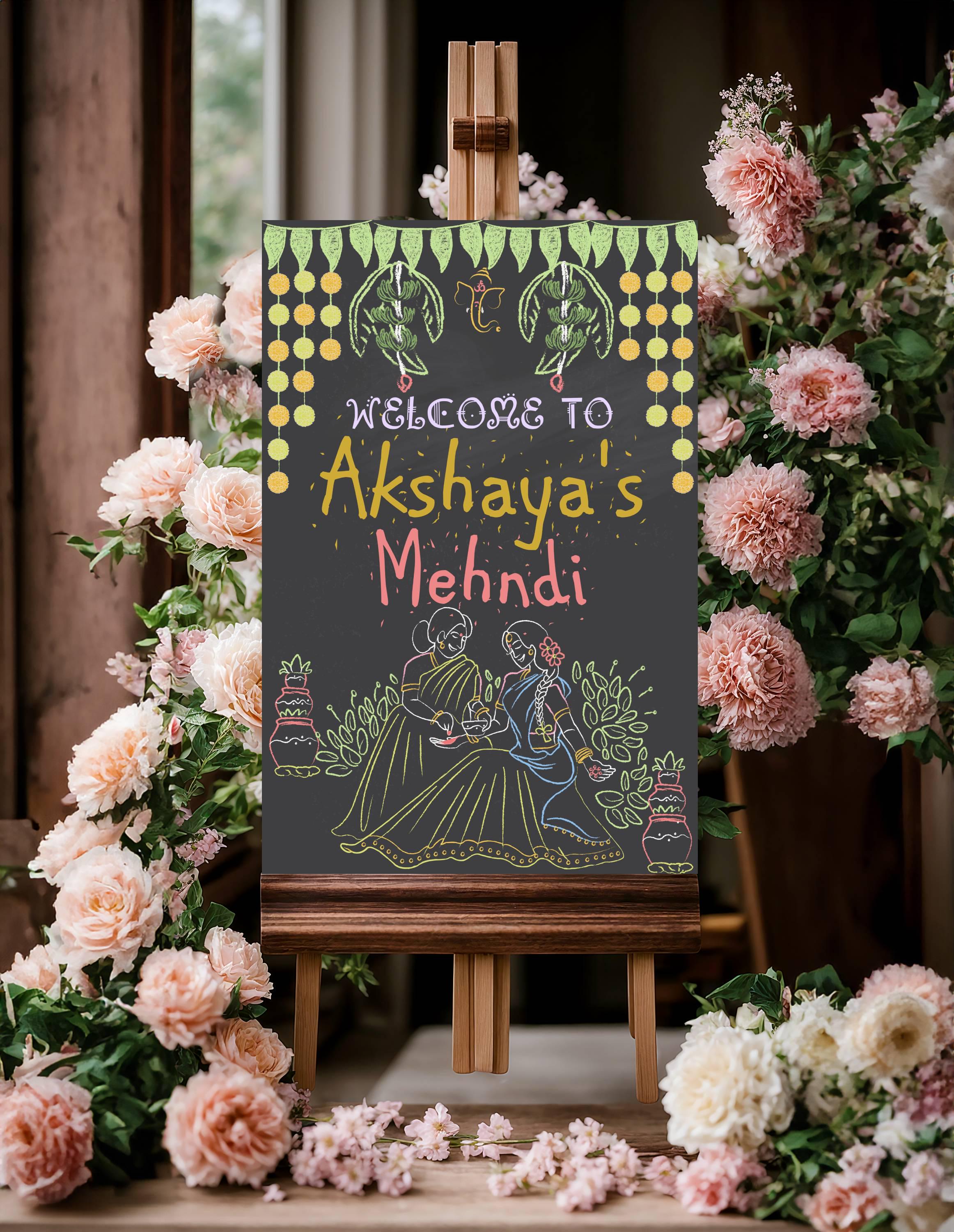 Chalkboard Mehndi Signs as Mehndi Poster, Mendhi Chalkboard Decors ...