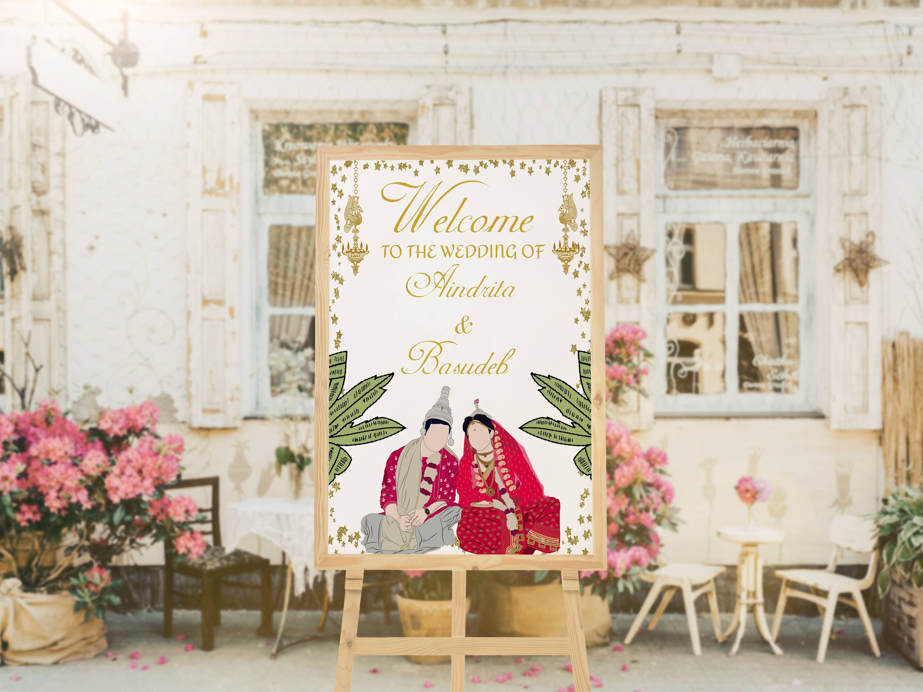 Bengali Wedding Welcome Sign for Bengali Couple, Hindu Wedding Welcome ...