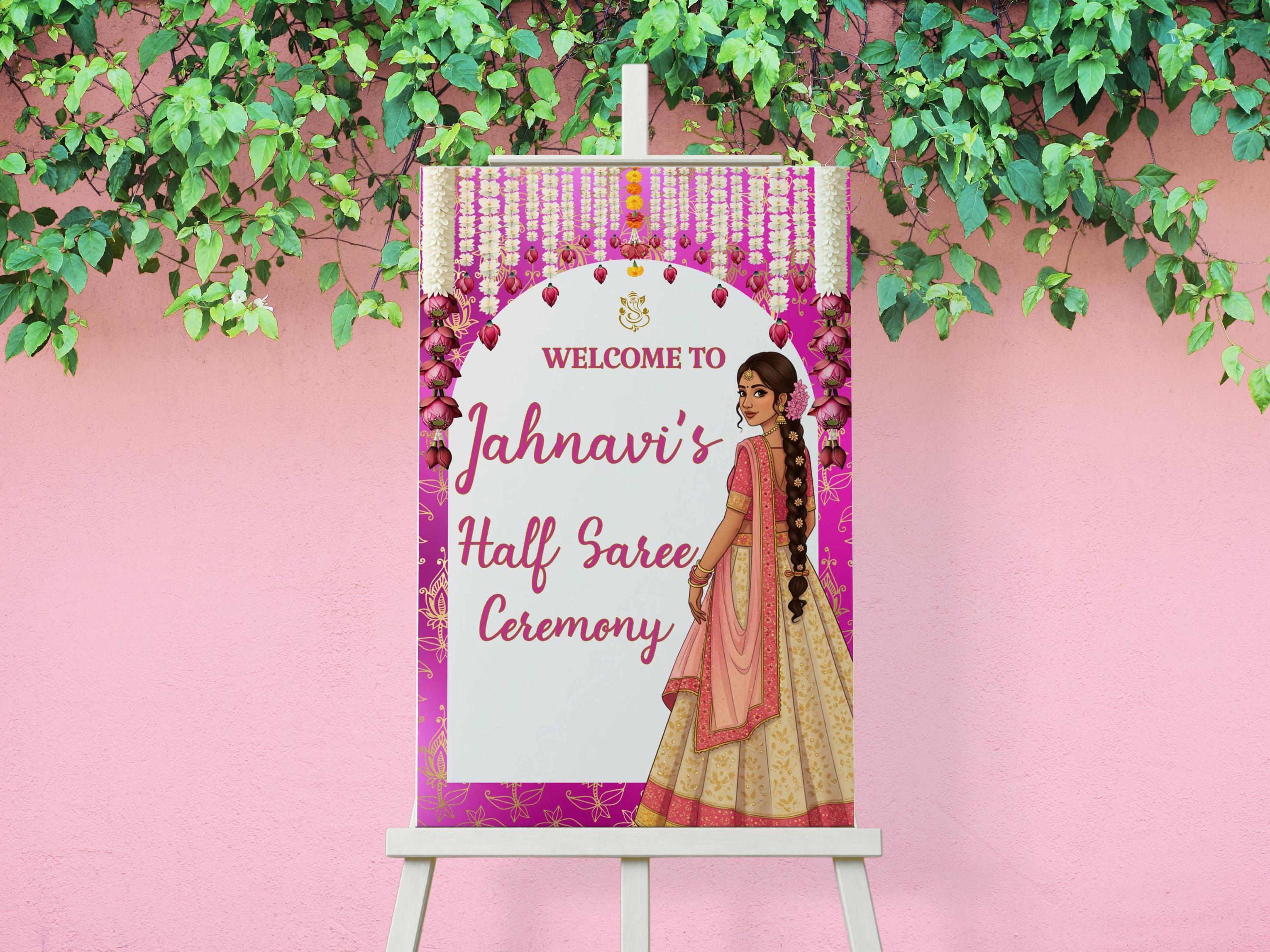 Half Saree Ceremony Welcome Sign: Ritu Kala Samskara Poster (digital ...