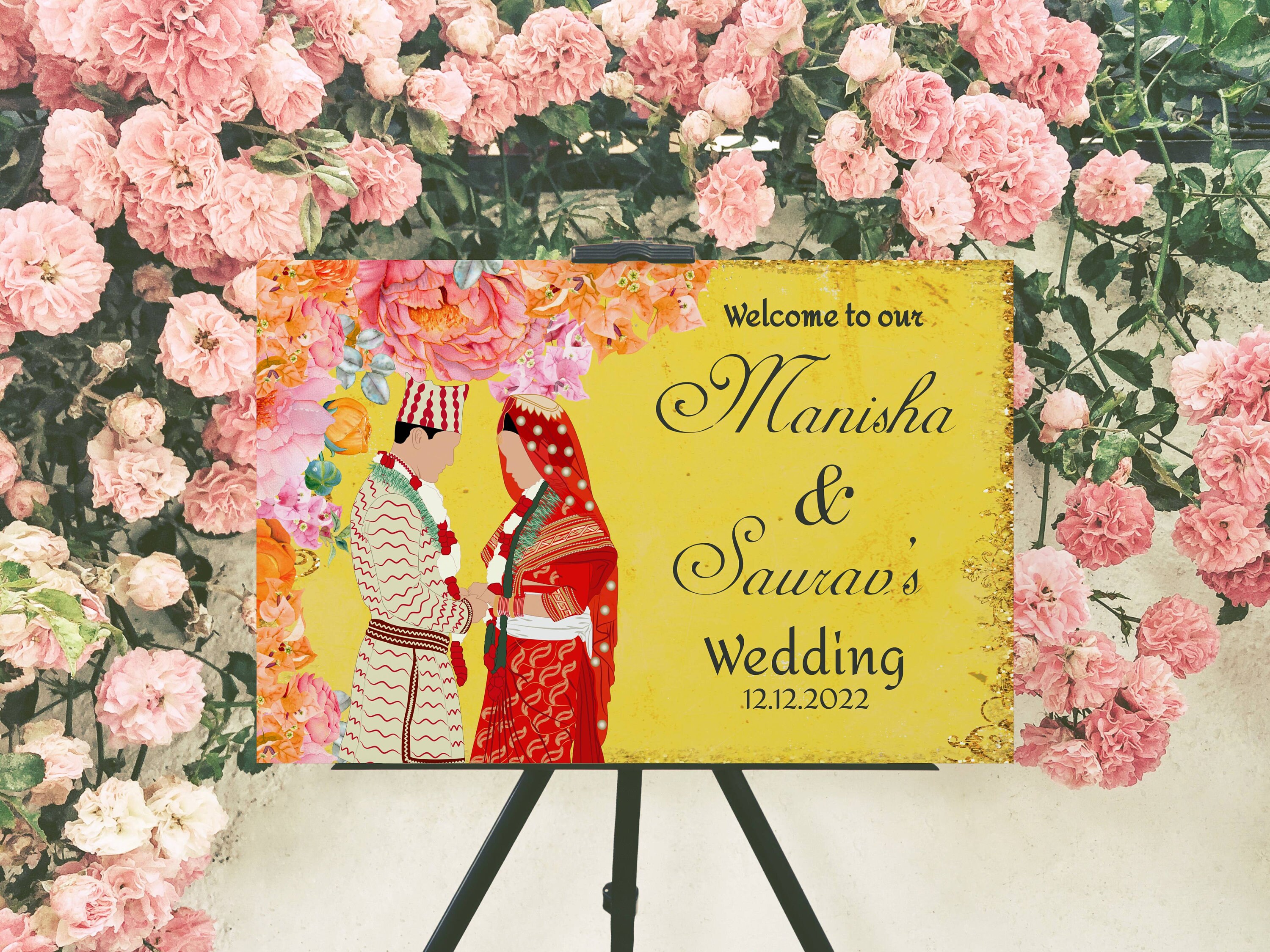 Nepali Wedding Welcome Sign for Nepali Couple, Nepali Wedding Sign as ...