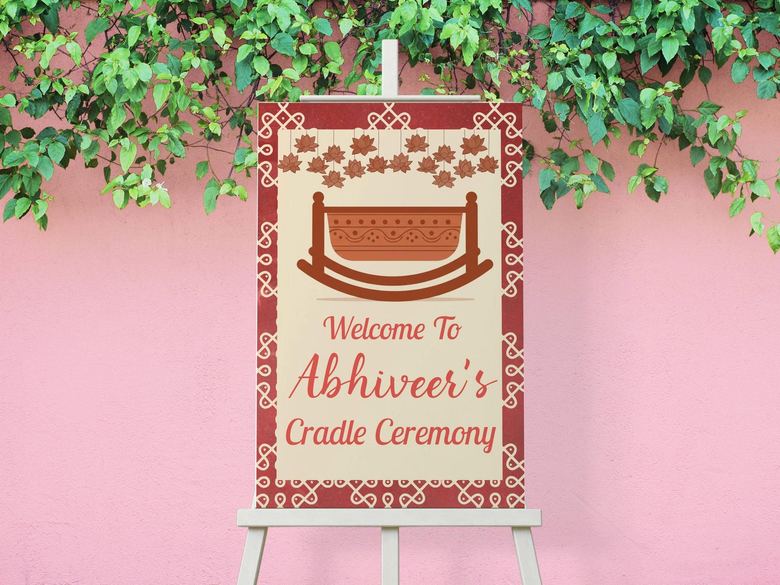 Kolam Cradle Ceremony Welcome Sign: Indian Baby Naming (digital ...