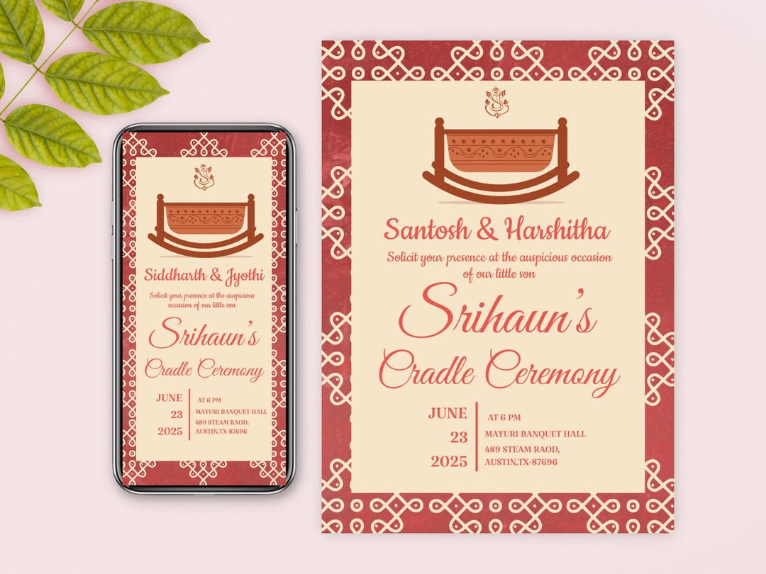 Baby Cradle Ceremony Mobile Invitation, Naming Ceremony for Indian Baby ...