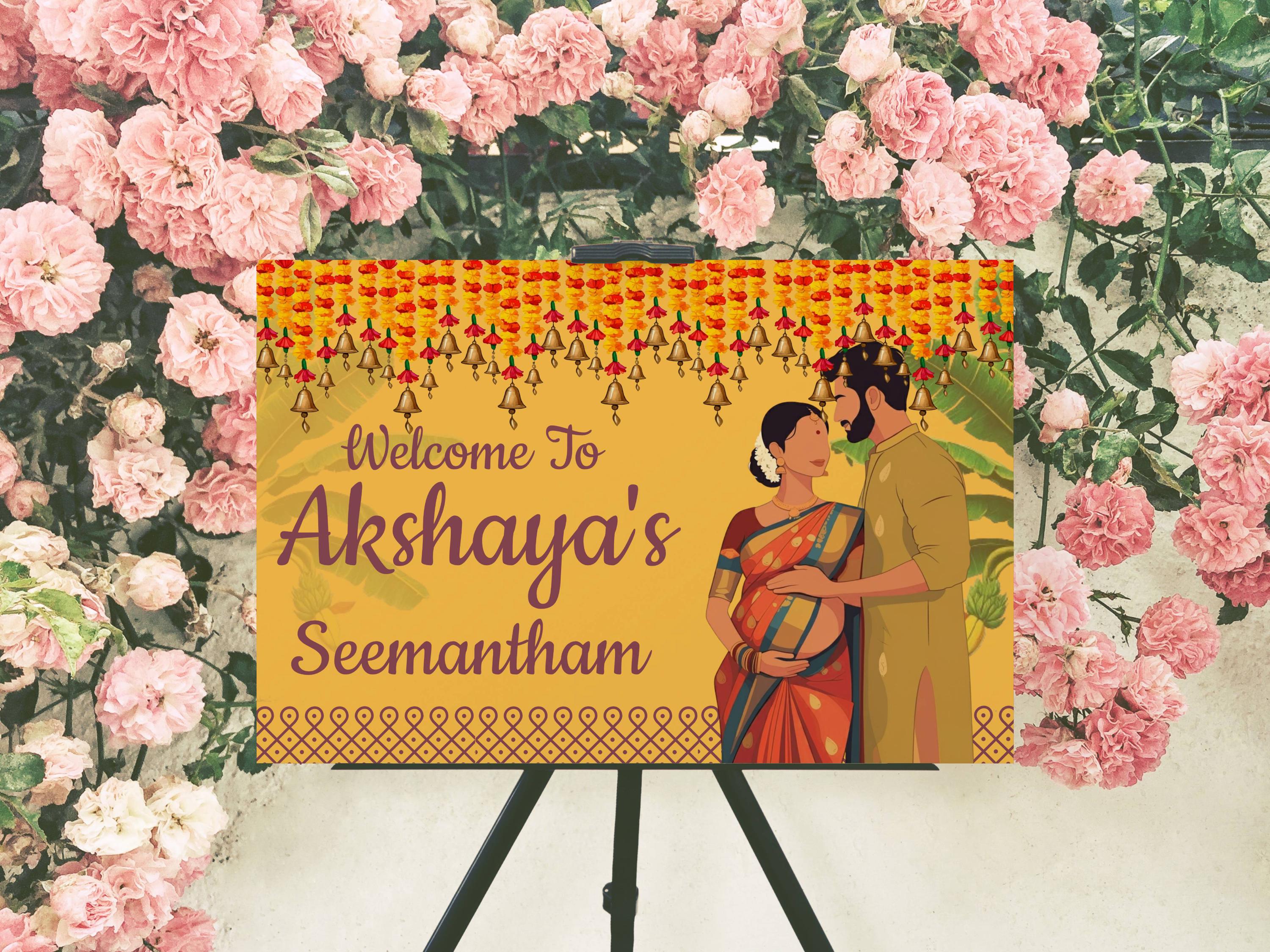 Baby Shower Welcome Sign, Indian Baby Shower as Valaikappu Sign, Godh ...