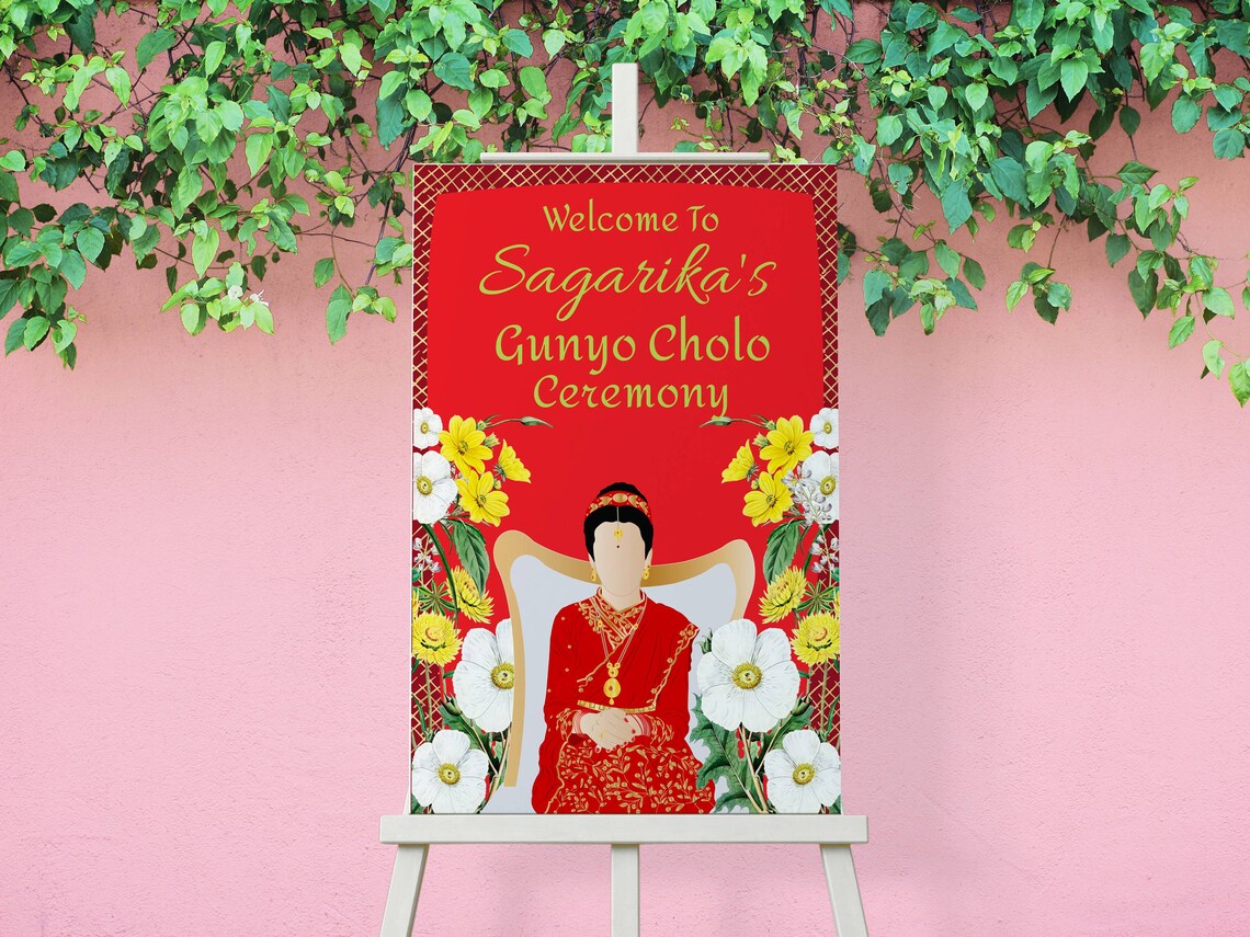 Gunyo Cholo Invite,gunyo Choli as Sign Board, Nepali Half Saree ...