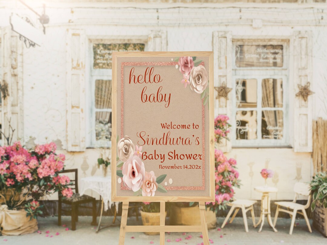 Baby Shower Welcome Sign Indian Baby Shower as Valaikappu - Etsy