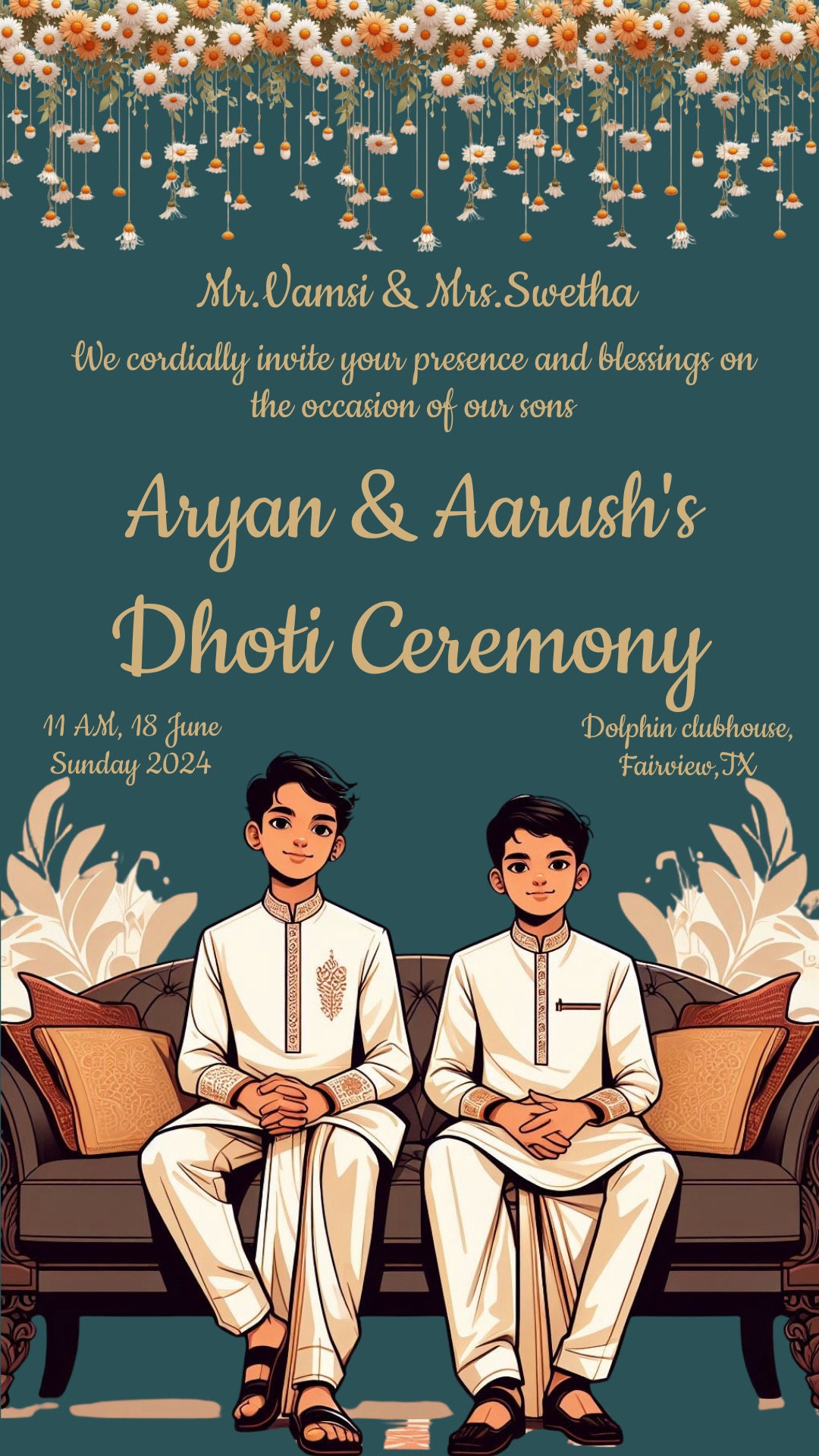 Brothers Dhoti Ceremony Invites, Hindu Dhoti Ceremony, Pattu Veshti ...
