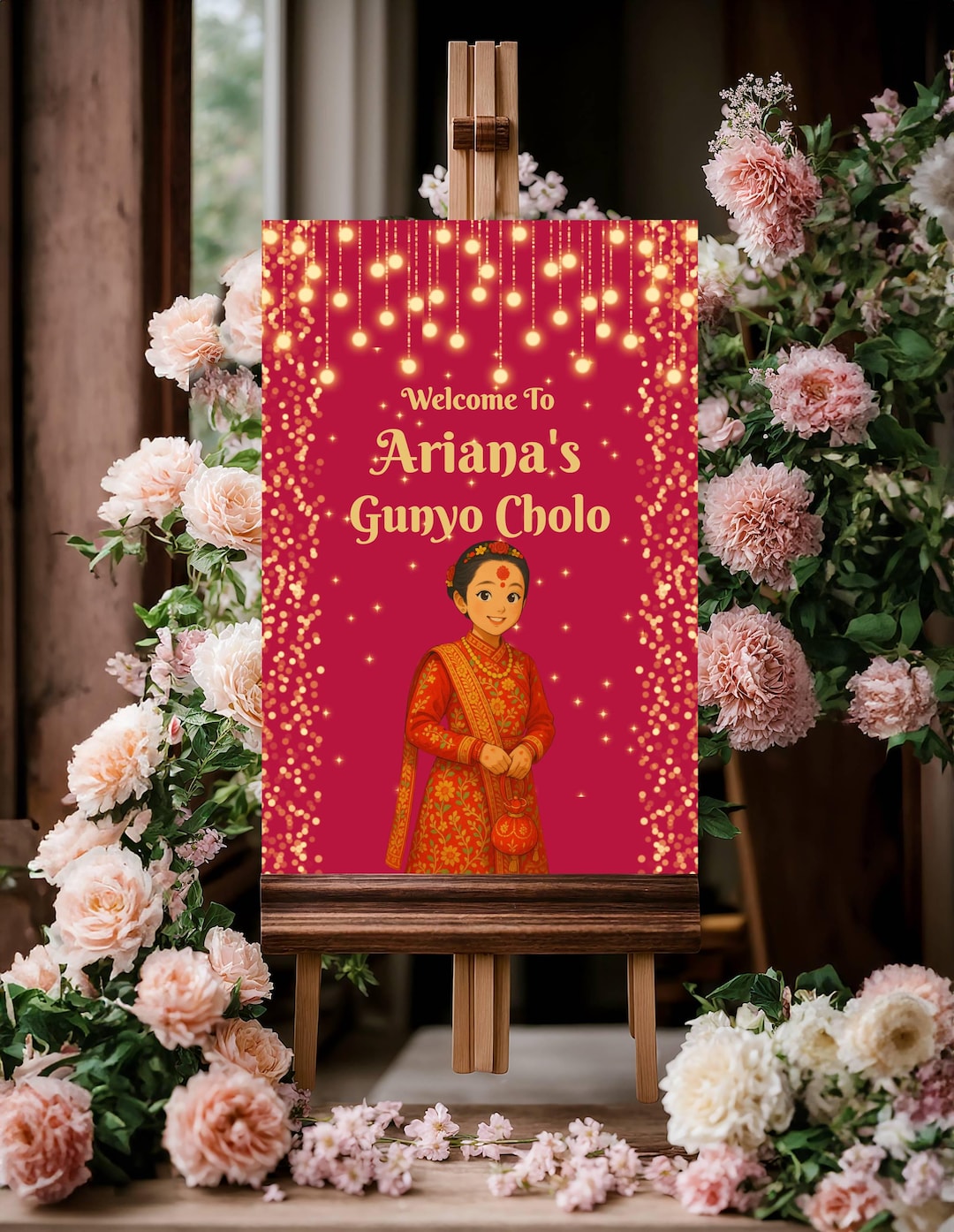 Gunyo Cholo Invite,gunyo Choli as Sign Board, Nepali Half Saree ...