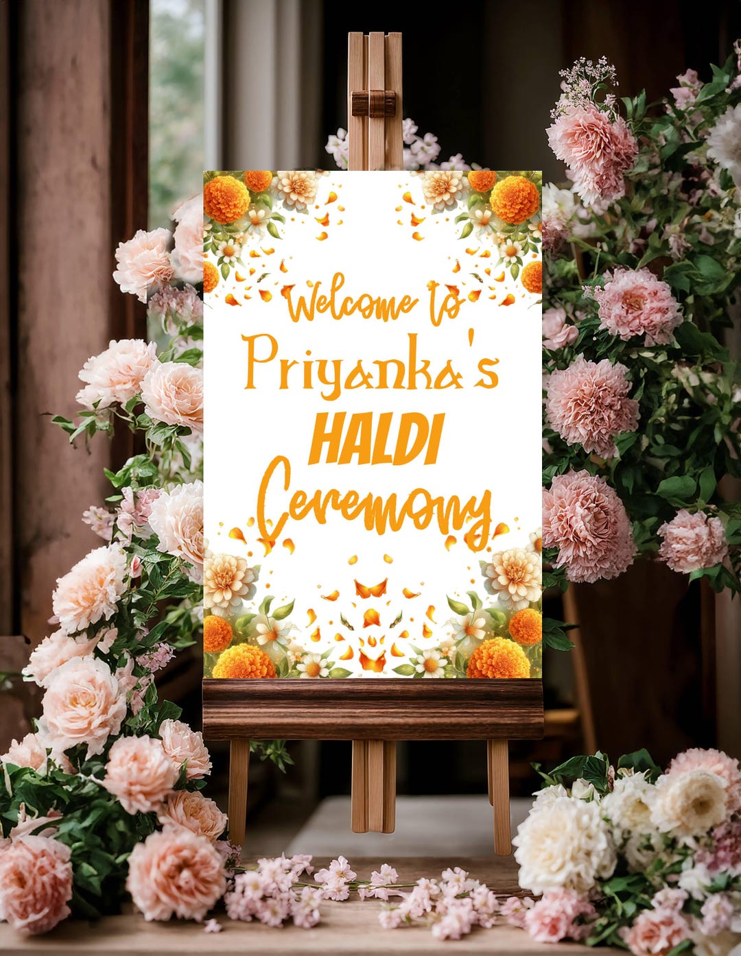 Mangalasnanam,yellow Traditional Haldi Mayian Printable Welcome Sign ...