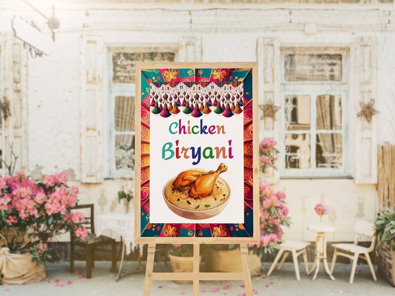 Chicken Biryani Table Sign: Indian Wedding Food Station (instant ...