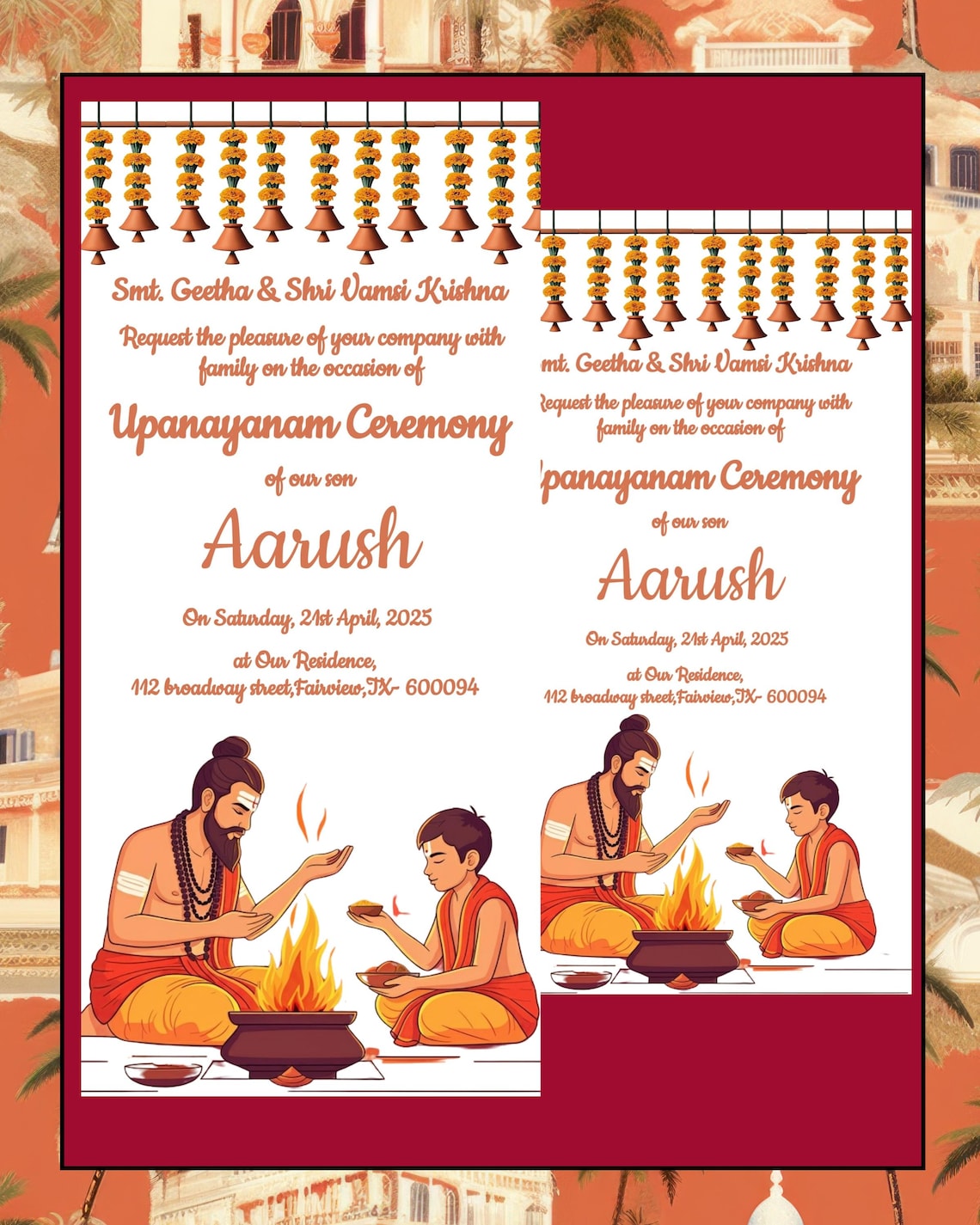 Upanayanam Invites in Thread Ceremony Invites Bhramin Invite,sacred ...