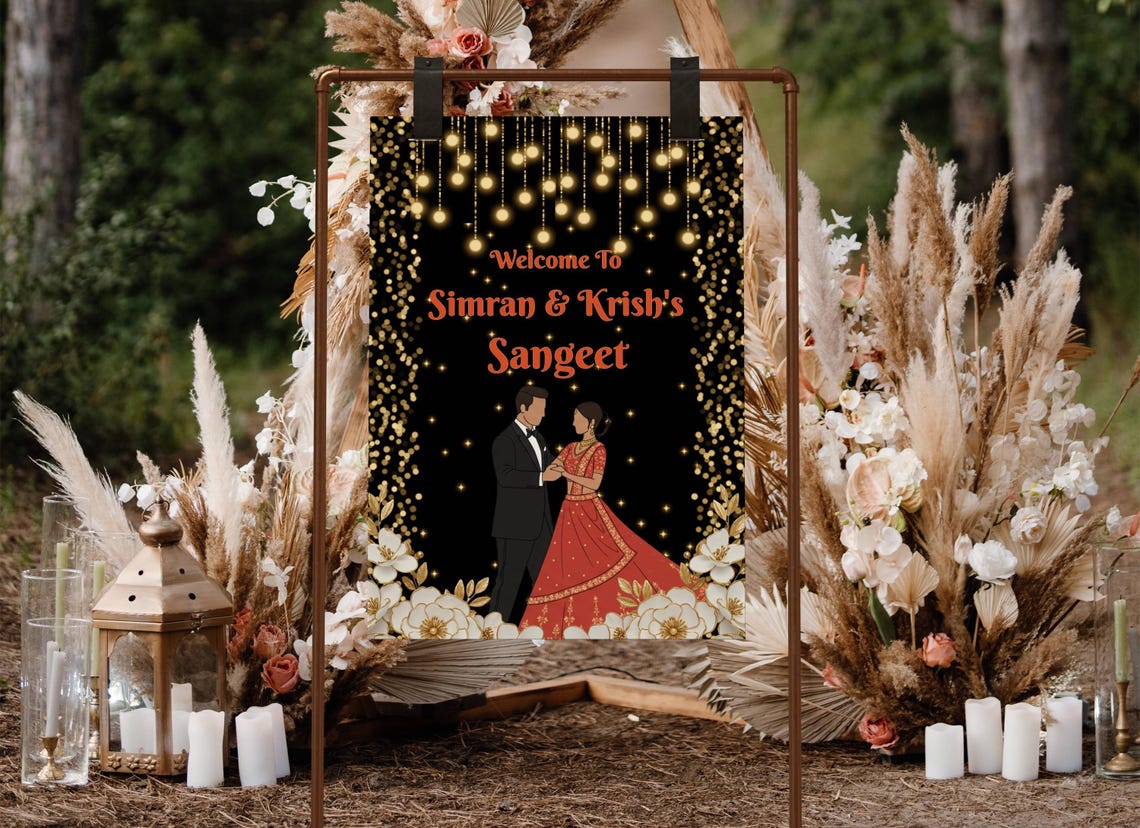 Indian Sangeet Sign & Indian Sangeet Welcome Sign, Sangeet Decor Sign ...