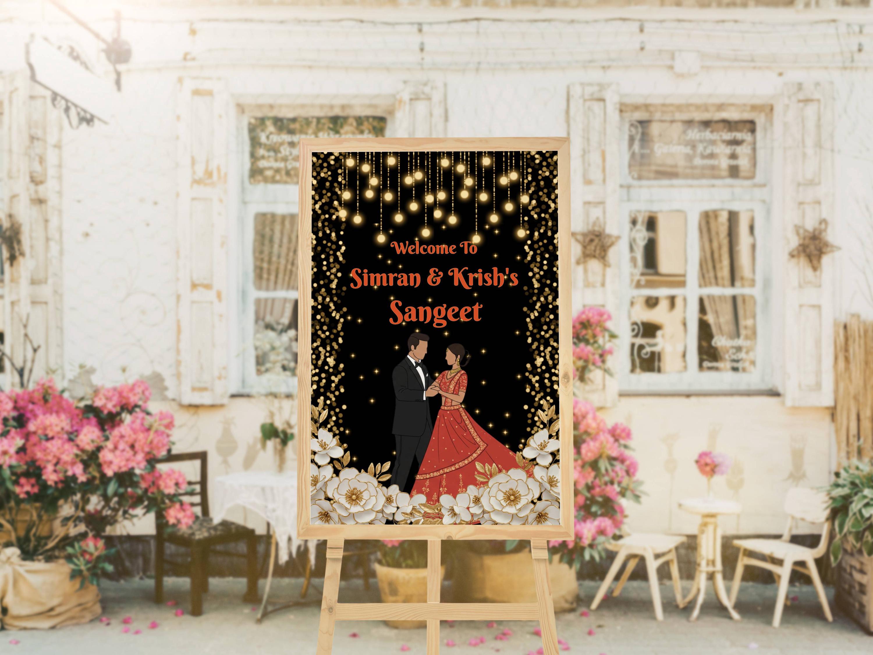 Indian Sangeet Sign & Indian Sangeet Welcome Sign, Sangeet Decor Sign ...