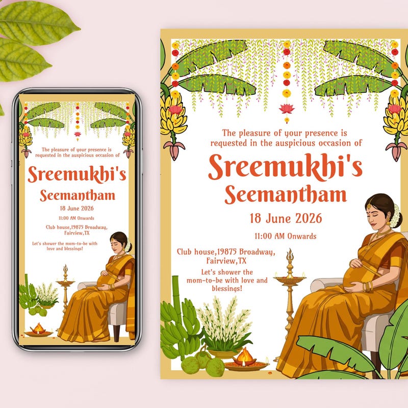 Seemantham Invitation - Etsy