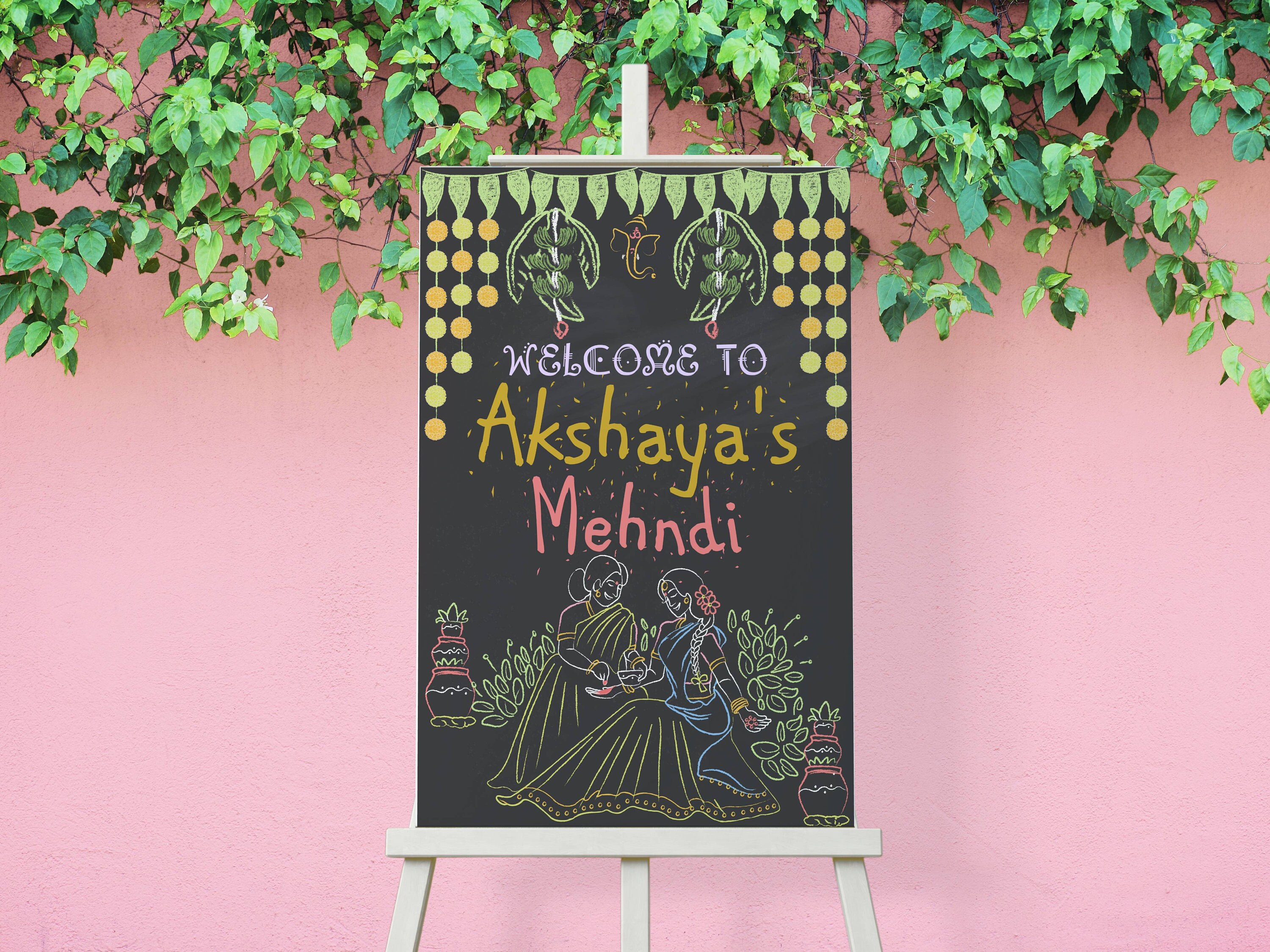 Chalkboard Mehndi Signs as Mehndi Poster, Mendhi Chalkboard Decors ...